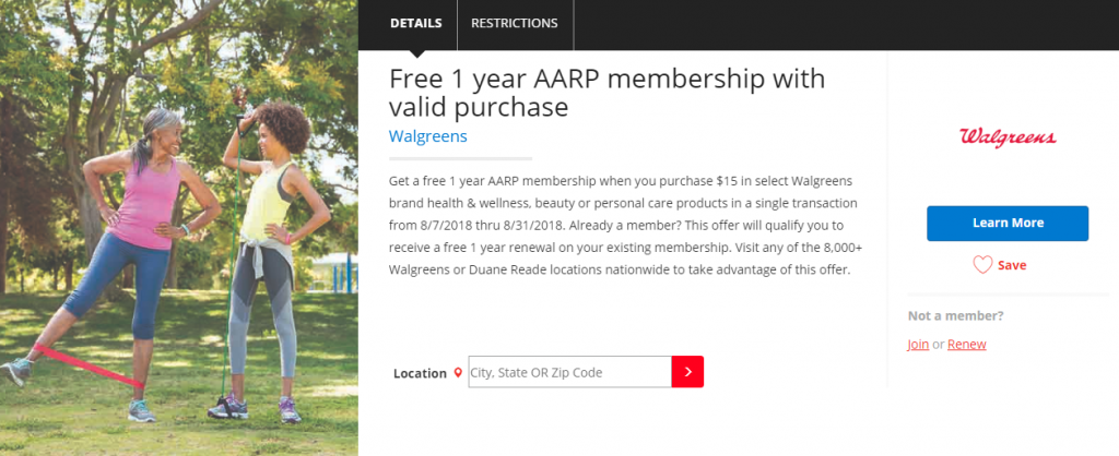 Free AARP Membership With $15 Walgreens Purchase