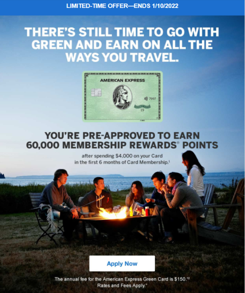 Amex Green Card, Targeted 60K Welcome Bonus Sent by Email