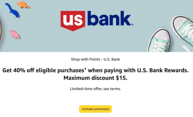 Amazon Shop with Points, 40% Discount for US Bank Cardholders
