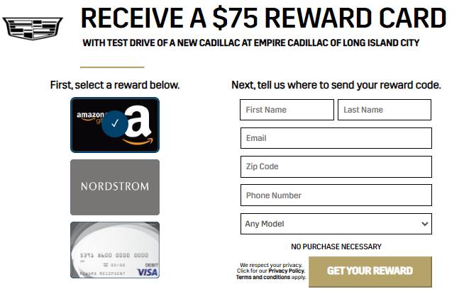 Test Drive a Cadillac, Get $75 Visa or Amazon Gift Card - Danny the ...