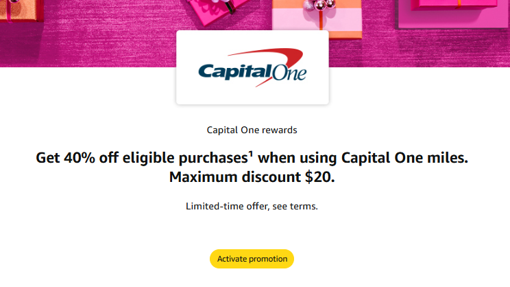 Amazon Discount for Capital One Cardholders, Save 40% - Danny the Deal Guru