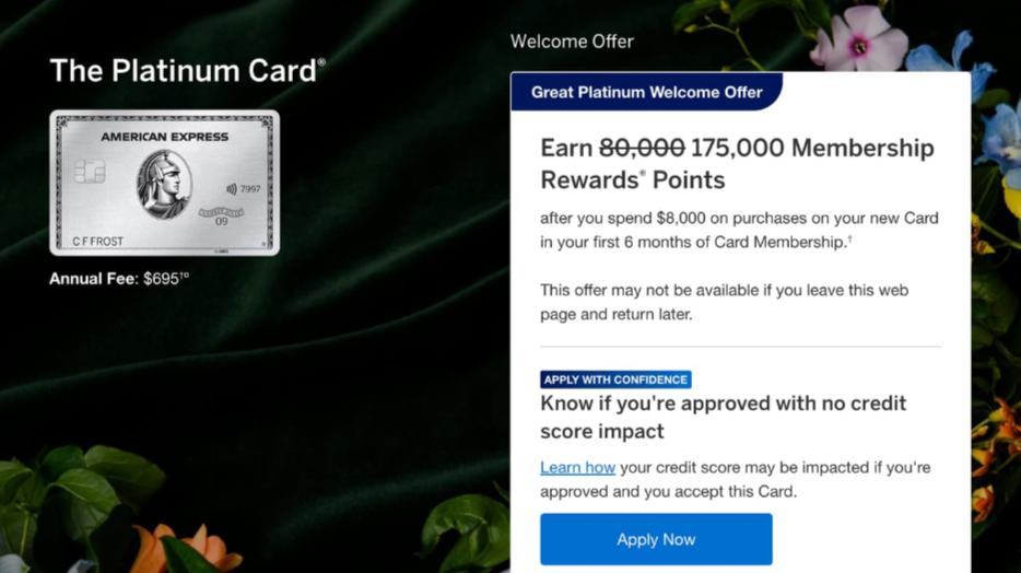 Amex Platinum Card, 175K Bonus with $8K Spend (New Working Links ...