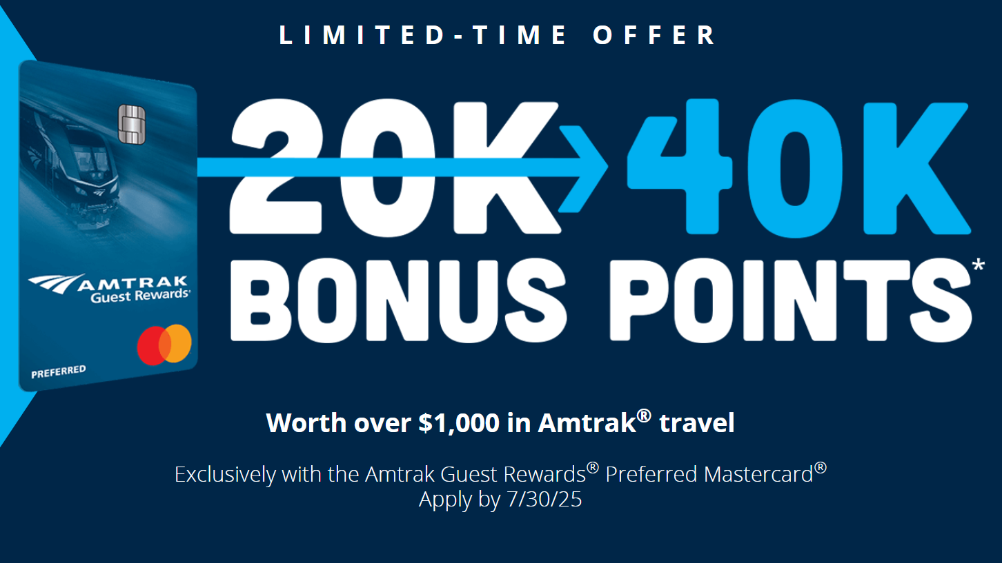 Offer Extended! 40K Bonus for Amtrak Guest Rewards Preferred Card ...