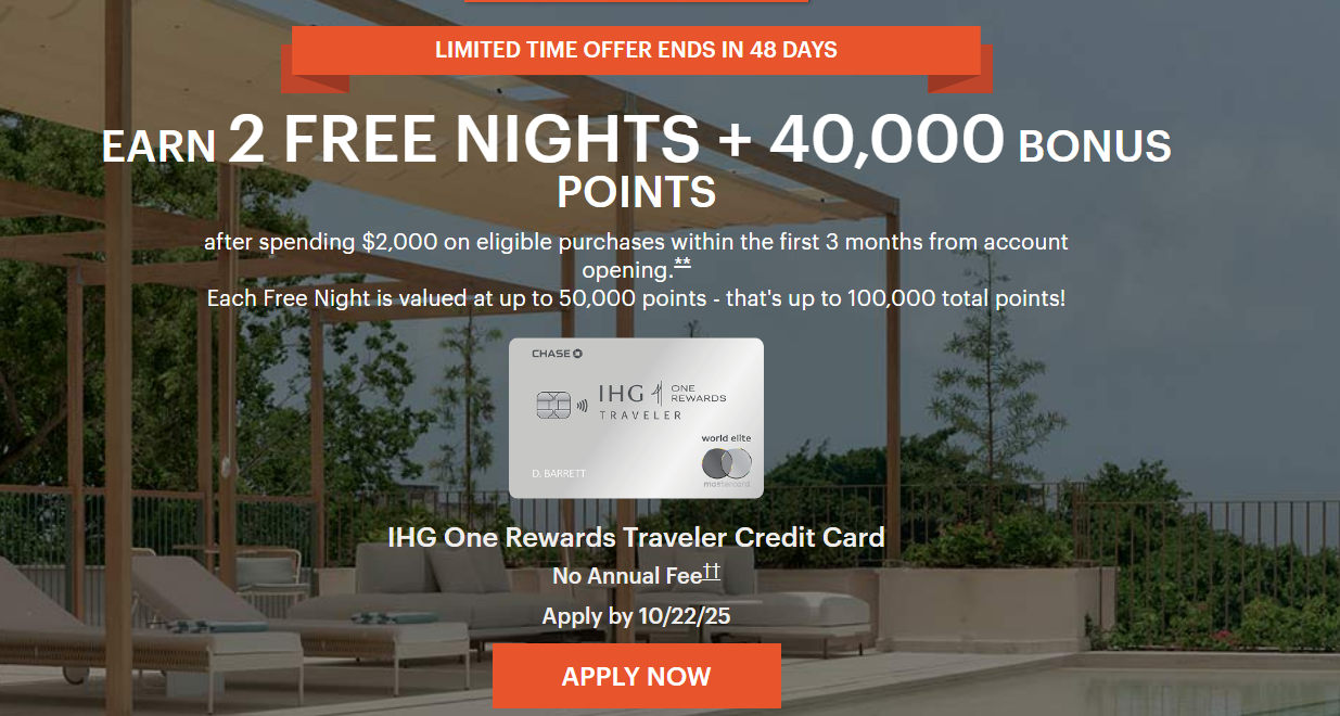 IHG One Rewards Traveler Card Bonus: Earn 2 Free Nights + 40,000 Bonus ...