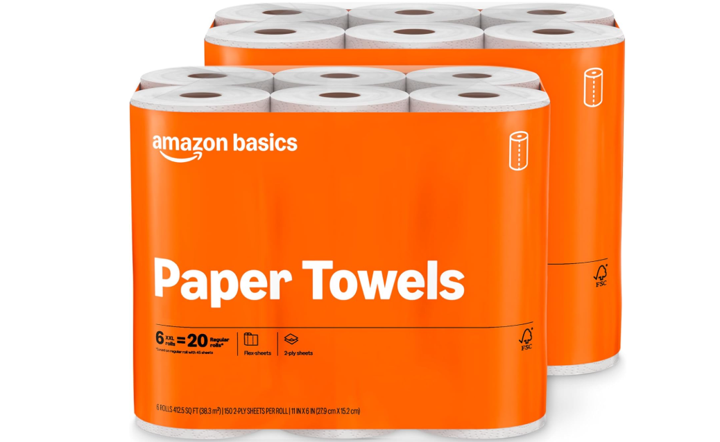 Amazon Basics Paper Towels (12 Mega Rolls = 40 Regular Rolls) from $11. ...